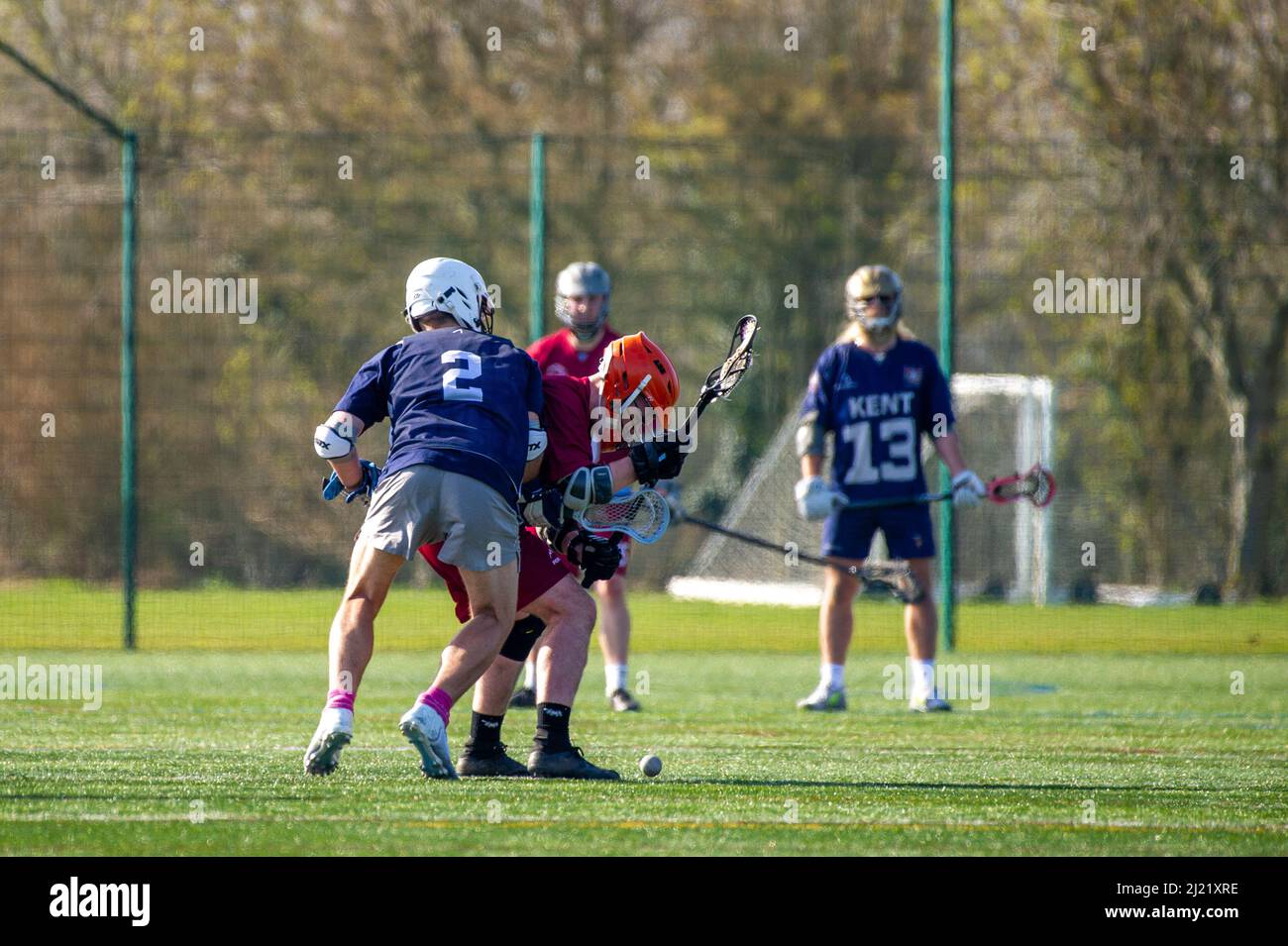 A competition between CCCU and Kent players in lacrosse match Stock ...