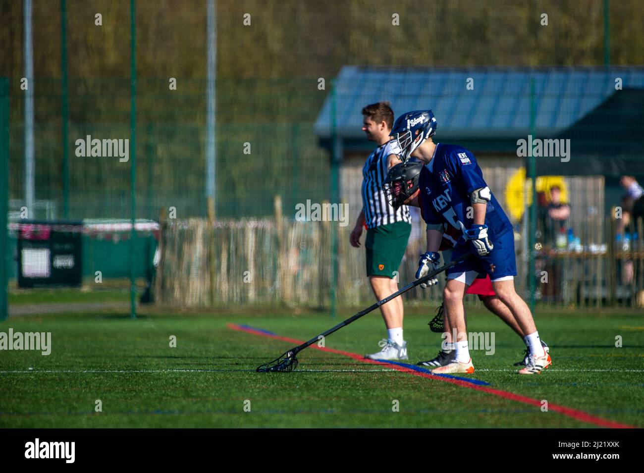 A competition between CCCU and Kent players in lacrosse match Stock ...