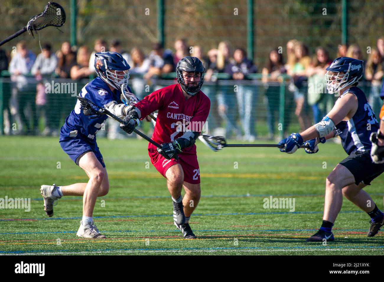A competition between CCCU and Kent players in lacrosse match Stock ...