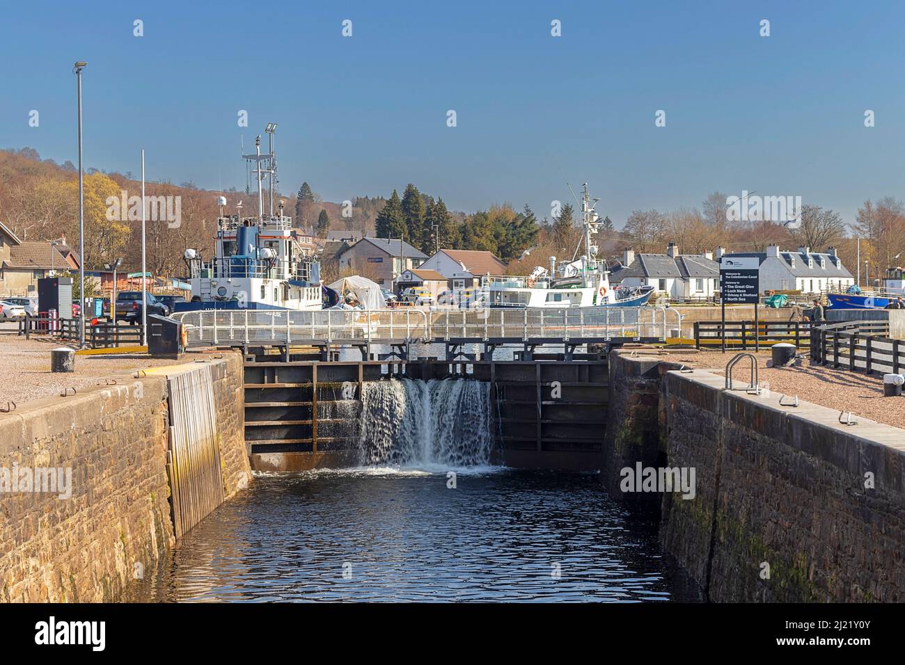 FORT WILLIAM SCOTLAND LOCK GATE ON THE CALEDONIAN CANAL AT CORPACH ...