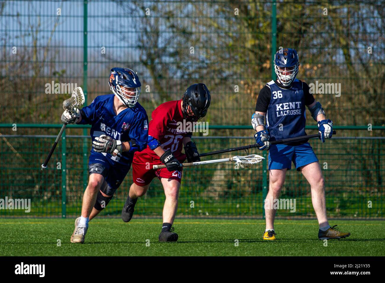 A competition between CCCU and Kent players in lacrosse match Stock ...