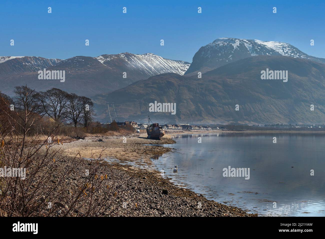 FORT WILLIAM SCOTLAND LOOKING DOWN CAOL BEACH TO THE OLD BOAT OF CAOL ...