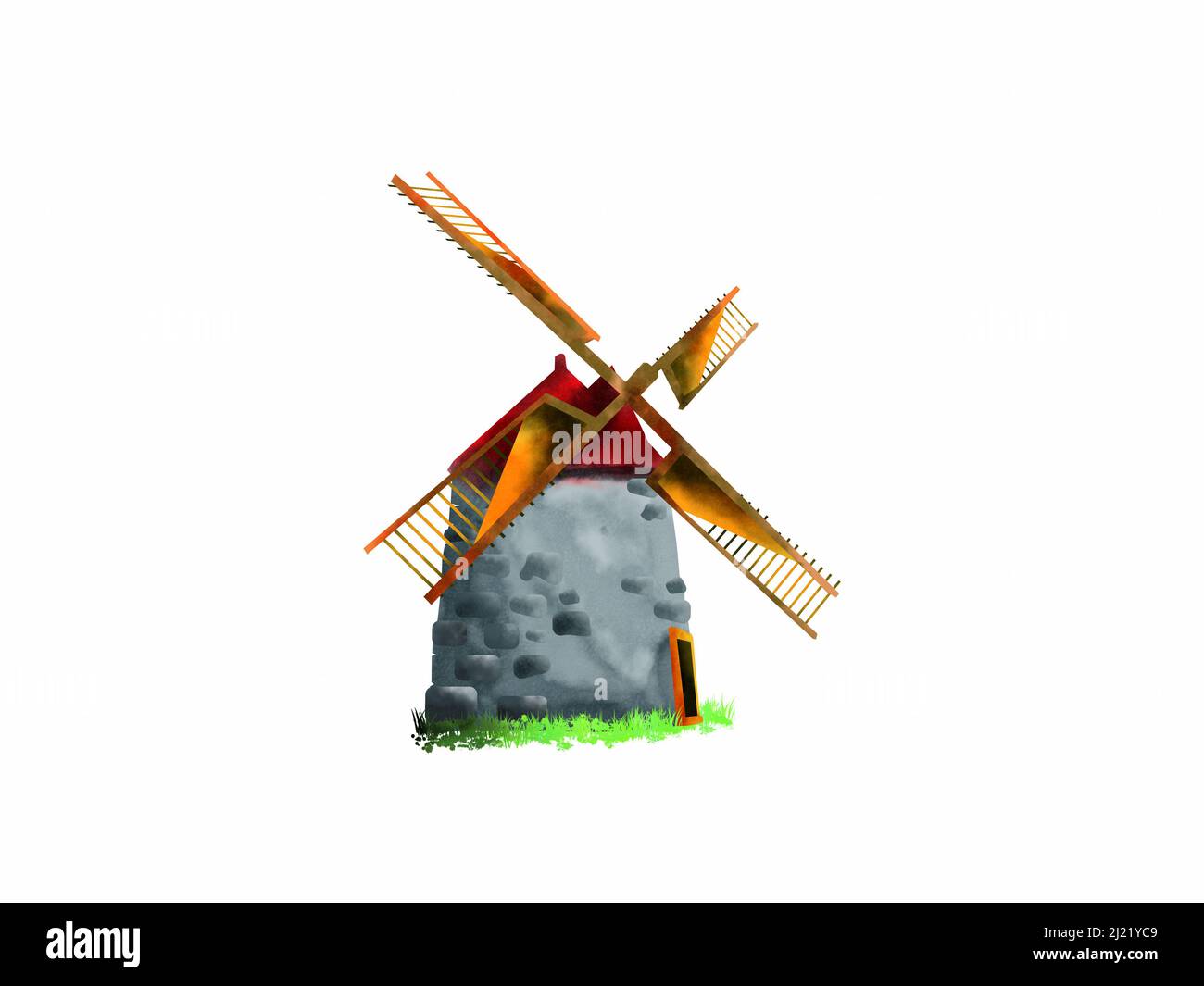An illustration of a windmill isolated on a white background Stock ...