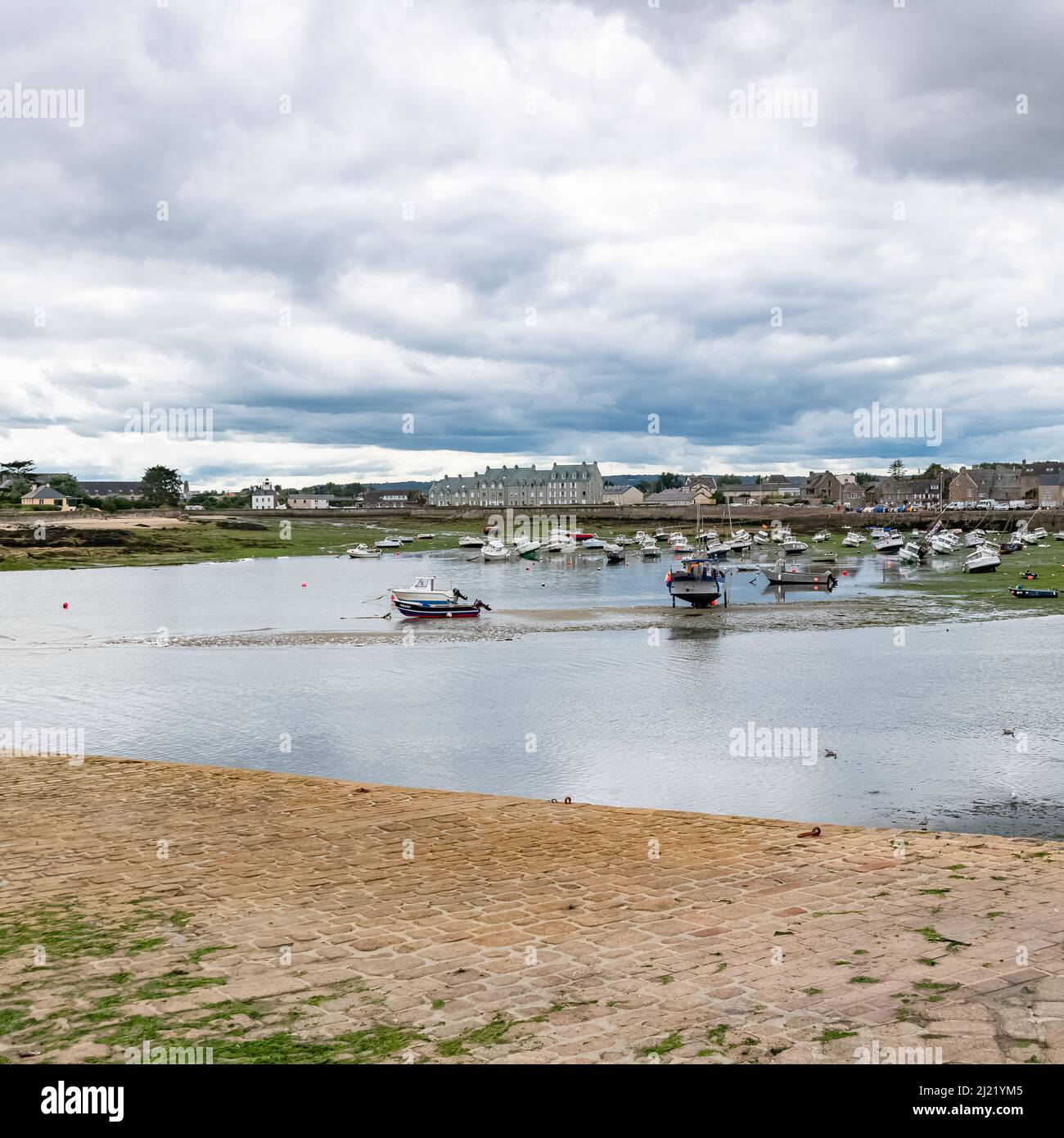 Barfleur in Normandy, the beach with the Gatteville lighthouse in ...