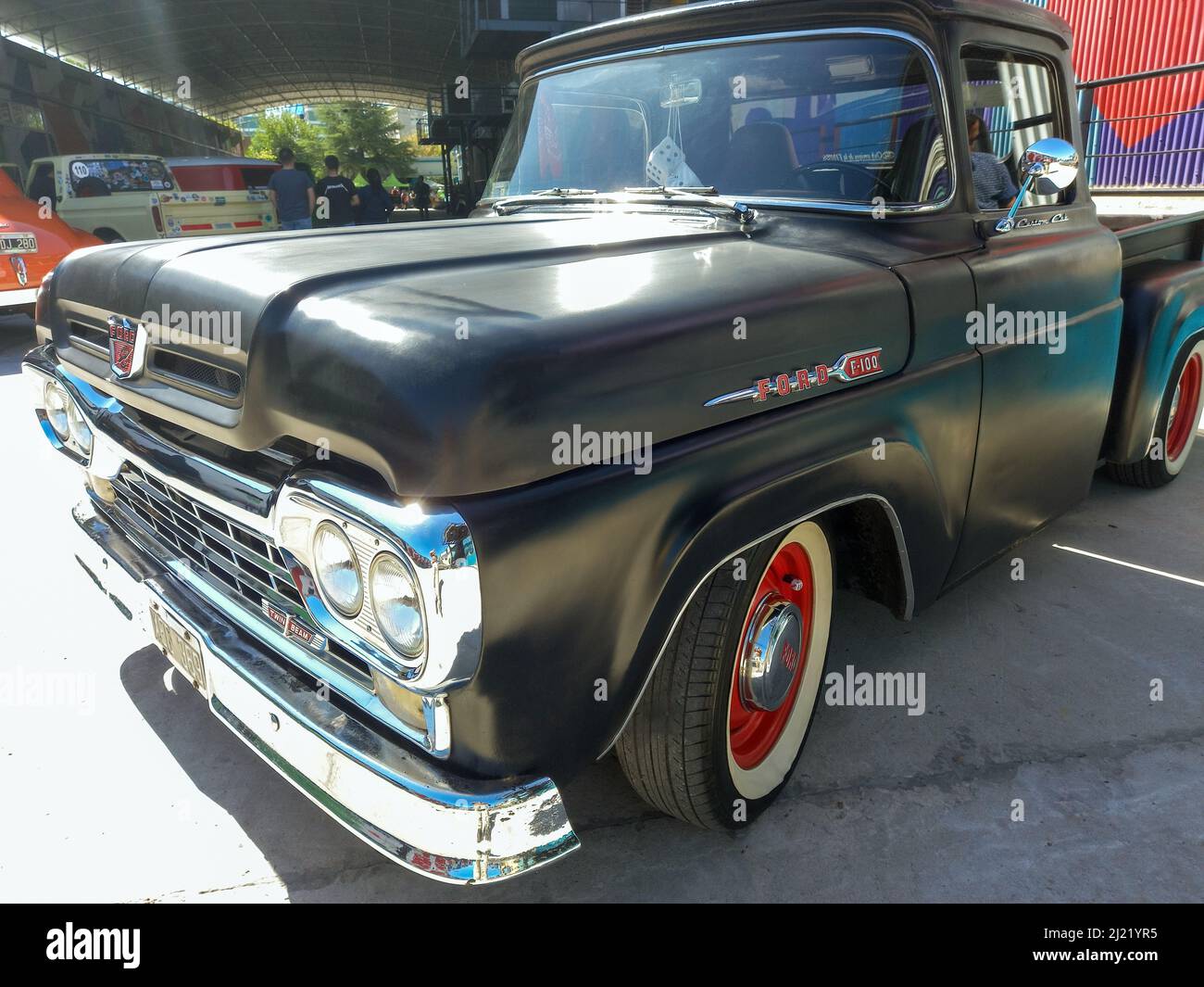 old black Ford F100 pickup truck Custom Cab Flareside bed circa 1960 ...