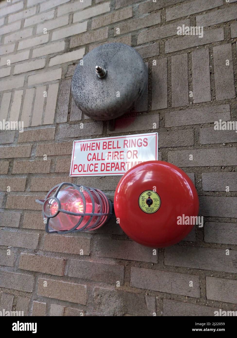 Fire Alarm Sign and Bell Stock Photo - Alamy