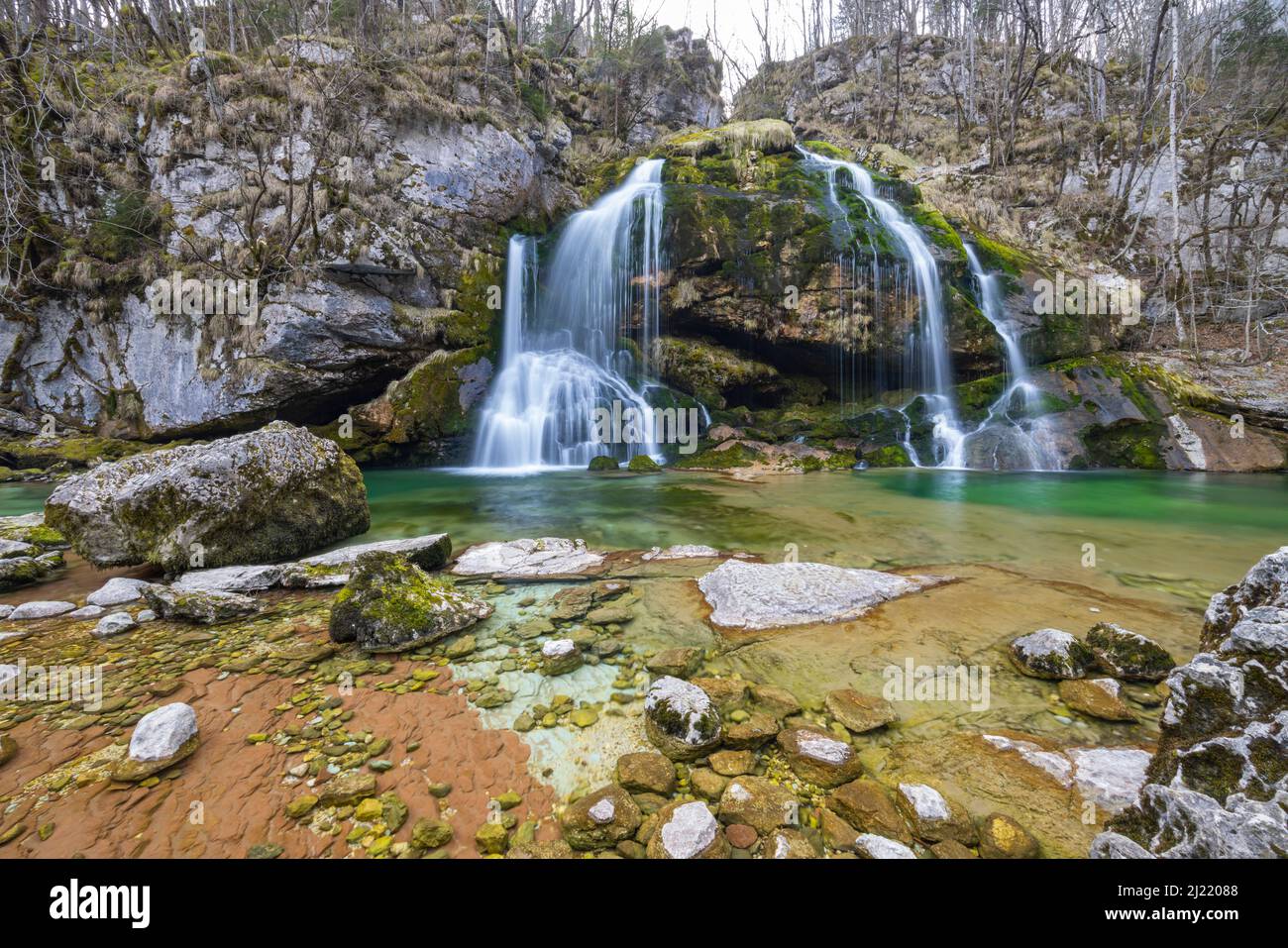 Waterfall Virje (Slap Virje), Triglavski national park, Slovenia Stock ...