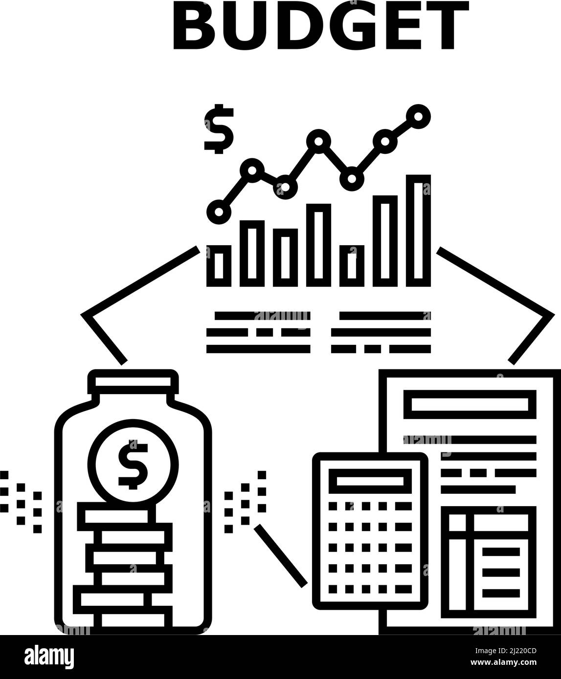 Budget Planning Vector Concept Black Illustration Stock Vector Image ...