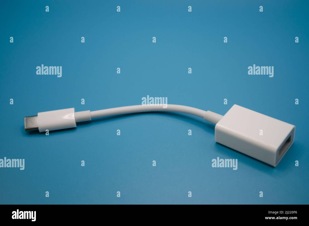 A white USB adapter from USB Type C to USB 3 from female to male Stock ...