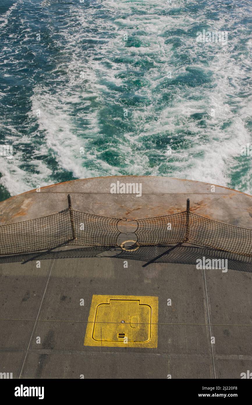 wake behind back of Ferry boat in the San Juan Islands, Washington ...