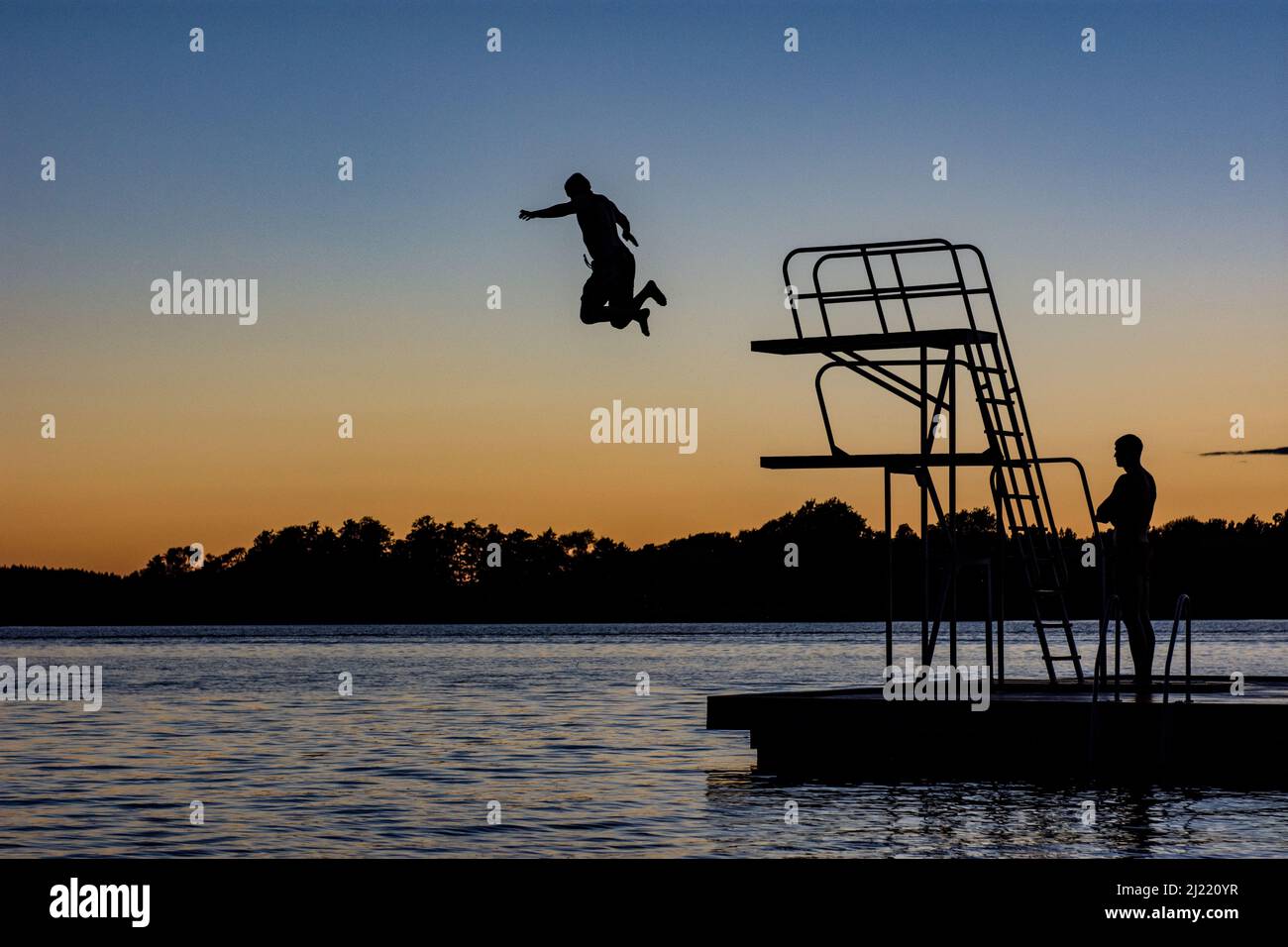 Diving tower in sunset near Stockholm Stock Photo - Alamy