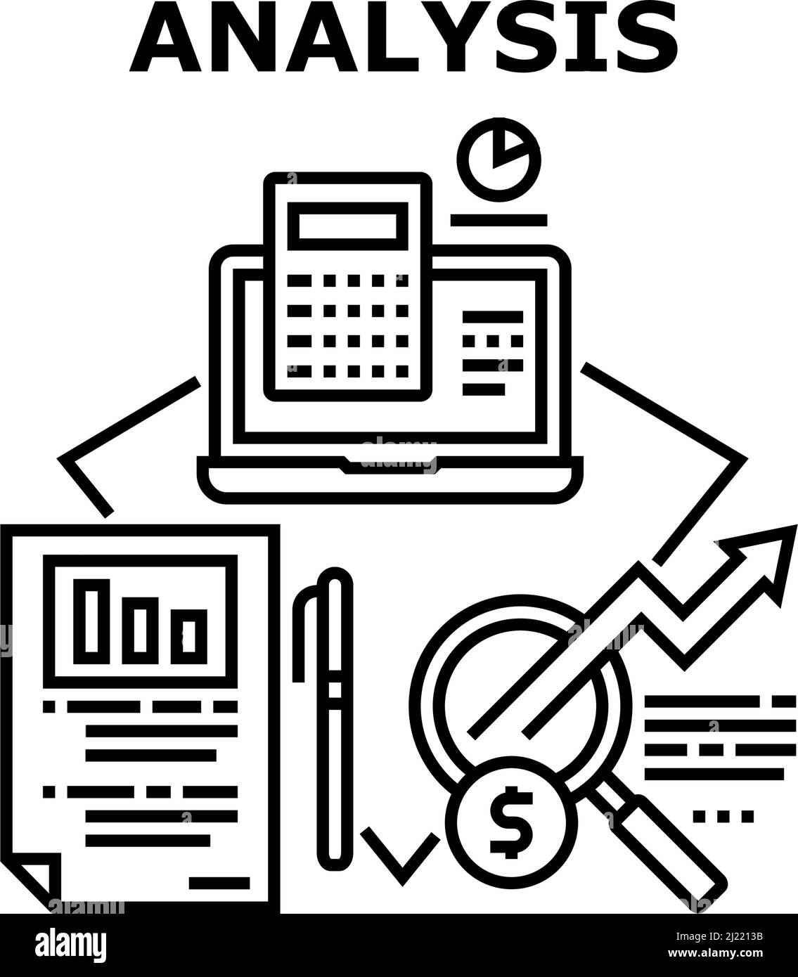 Analysis Report Vector Concept Black Illustration Stock Vector Image ...