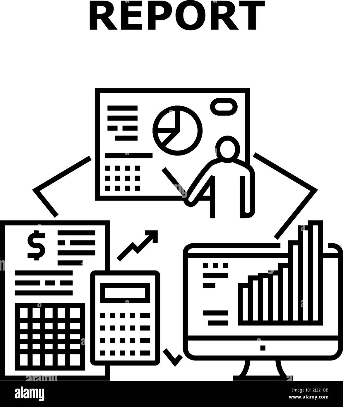 Report Sales Vector Concept Black Illustration Stock Vector Image & Art ...