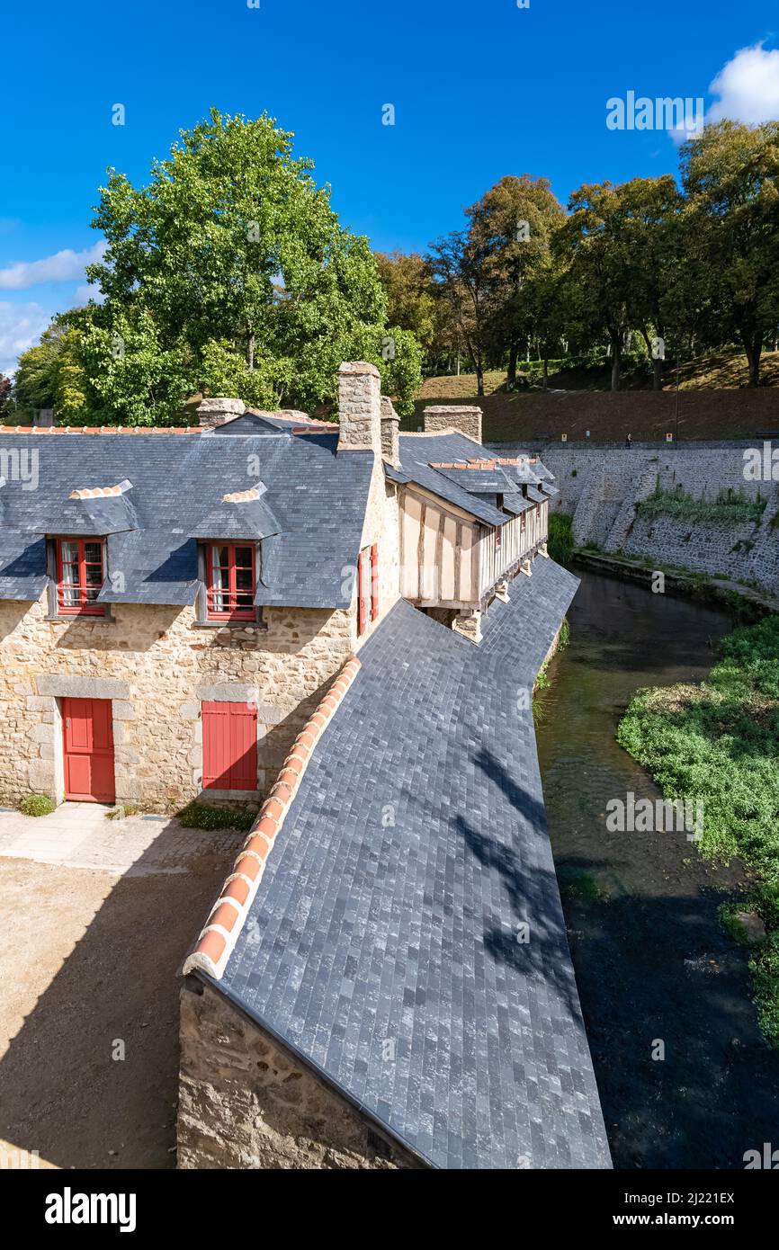 Vannes, medieval city in Brittany, old wash house in the ramparts ...