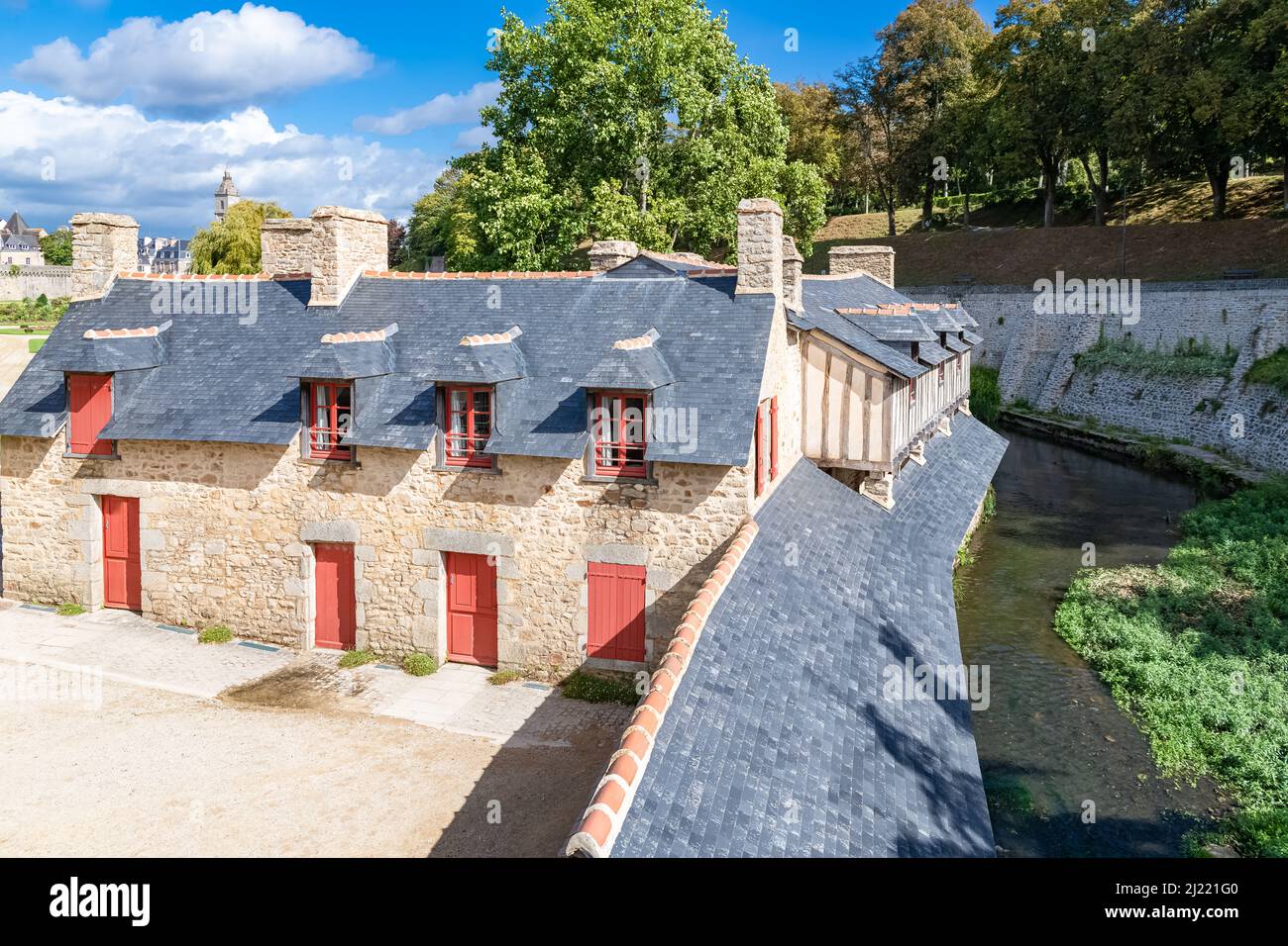Vannes, medieval city in Brittany, old wash house in the ramparts ...