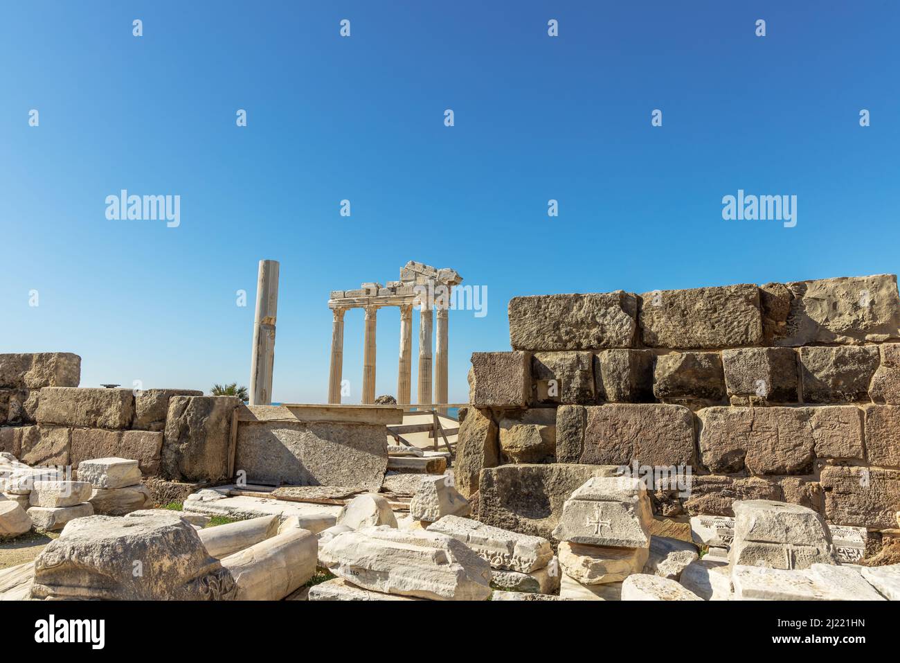 The ruins of the ancient city of Side, Turkey, one of the best-known ...