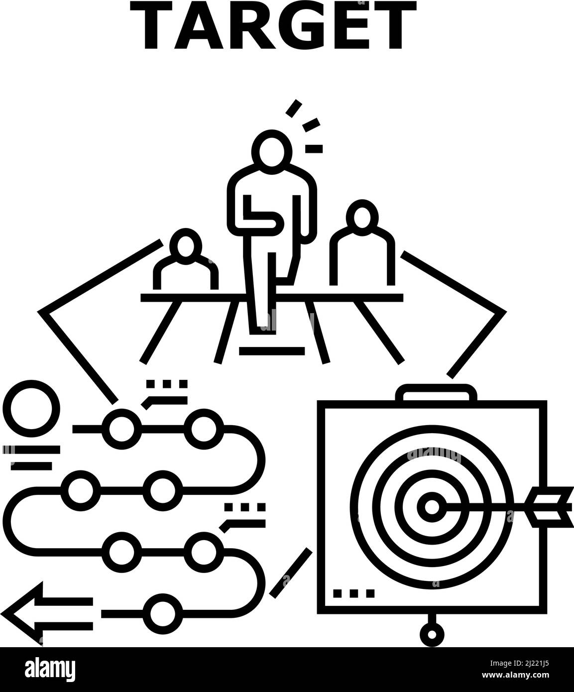 Target Business Vector Concept Black Illustration Stock Vector Image ...