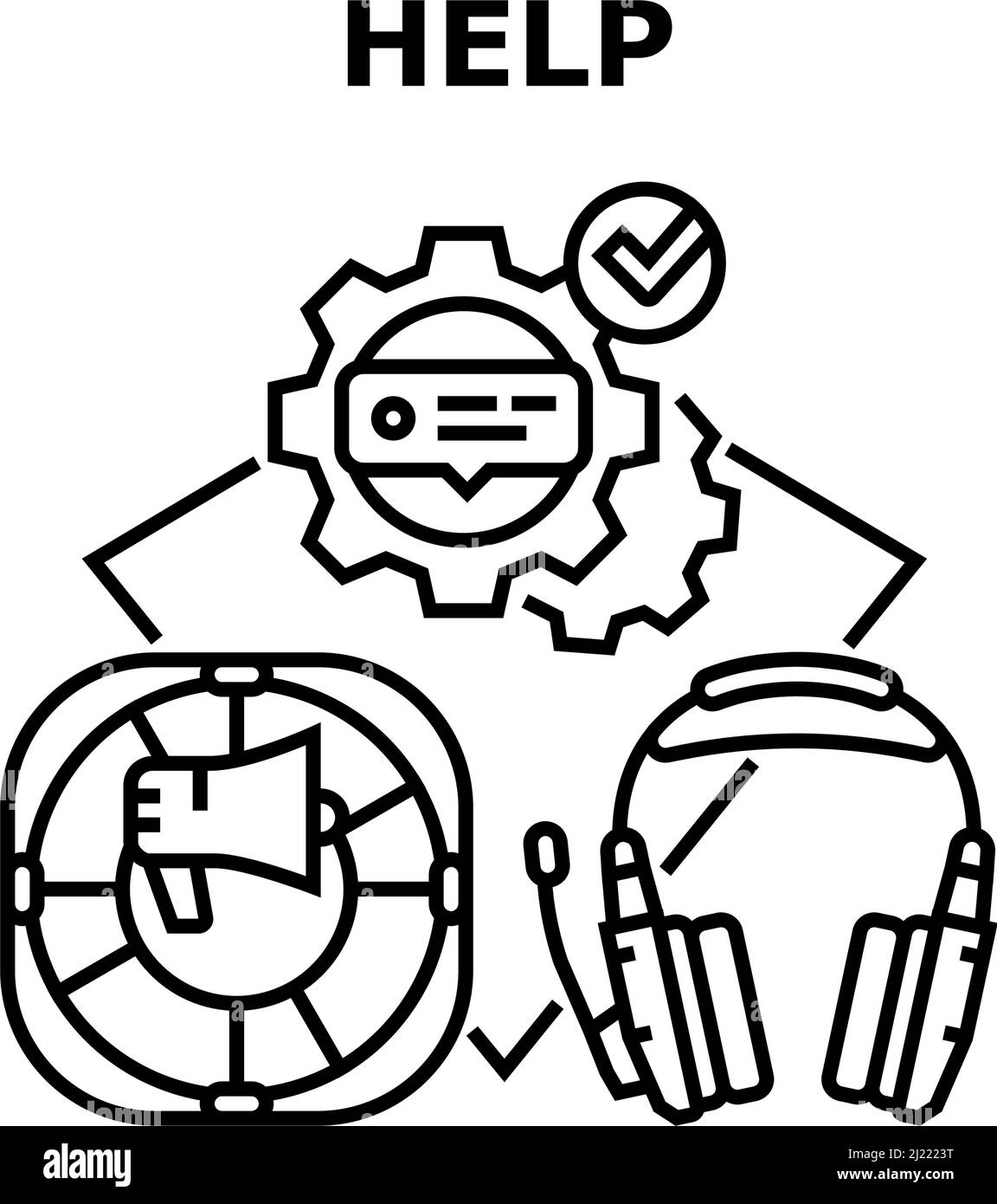 Help Service Vector Concept Black Illustration Stock Vector Image & Art ...