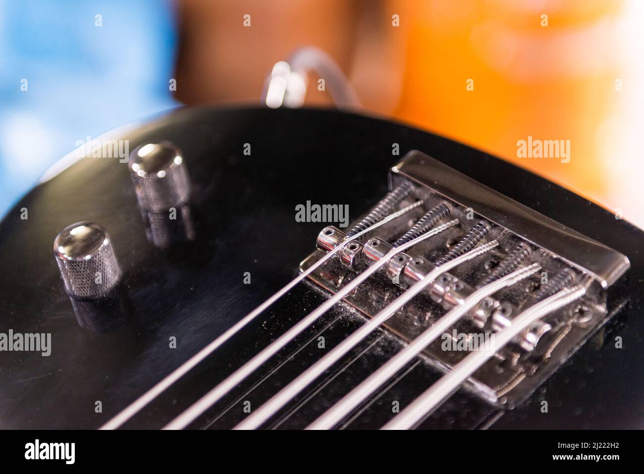 Details of a five string electric bass Stock Photo - Alamy