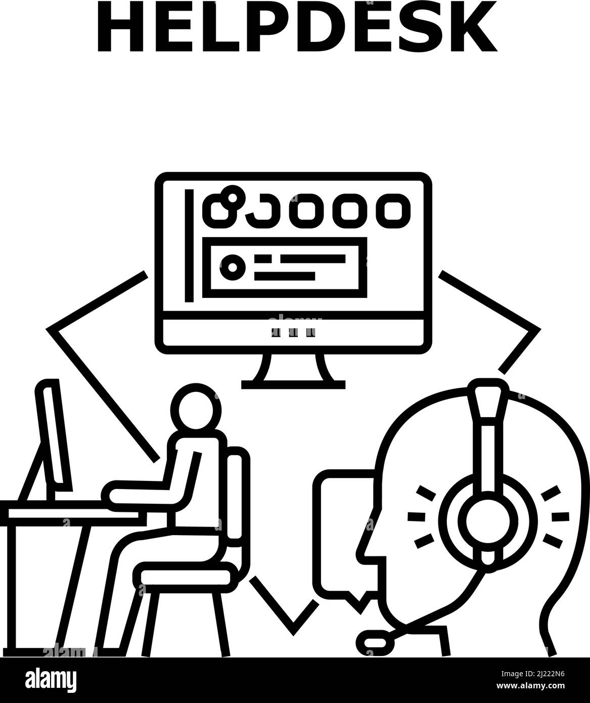 Helpdesk Support Vector Concept Black Illustration Stock Vector Image ...