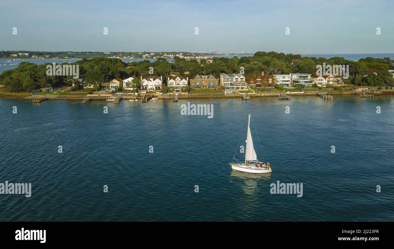 A boat on the sea in Bournemouth, Sandbanks, Dorset Stock Photo - Alamy