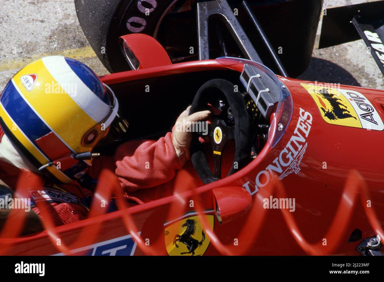 Michele Alboreto (ITA) Ferrari 126 C4 cockpit and steering wheel Stock ...