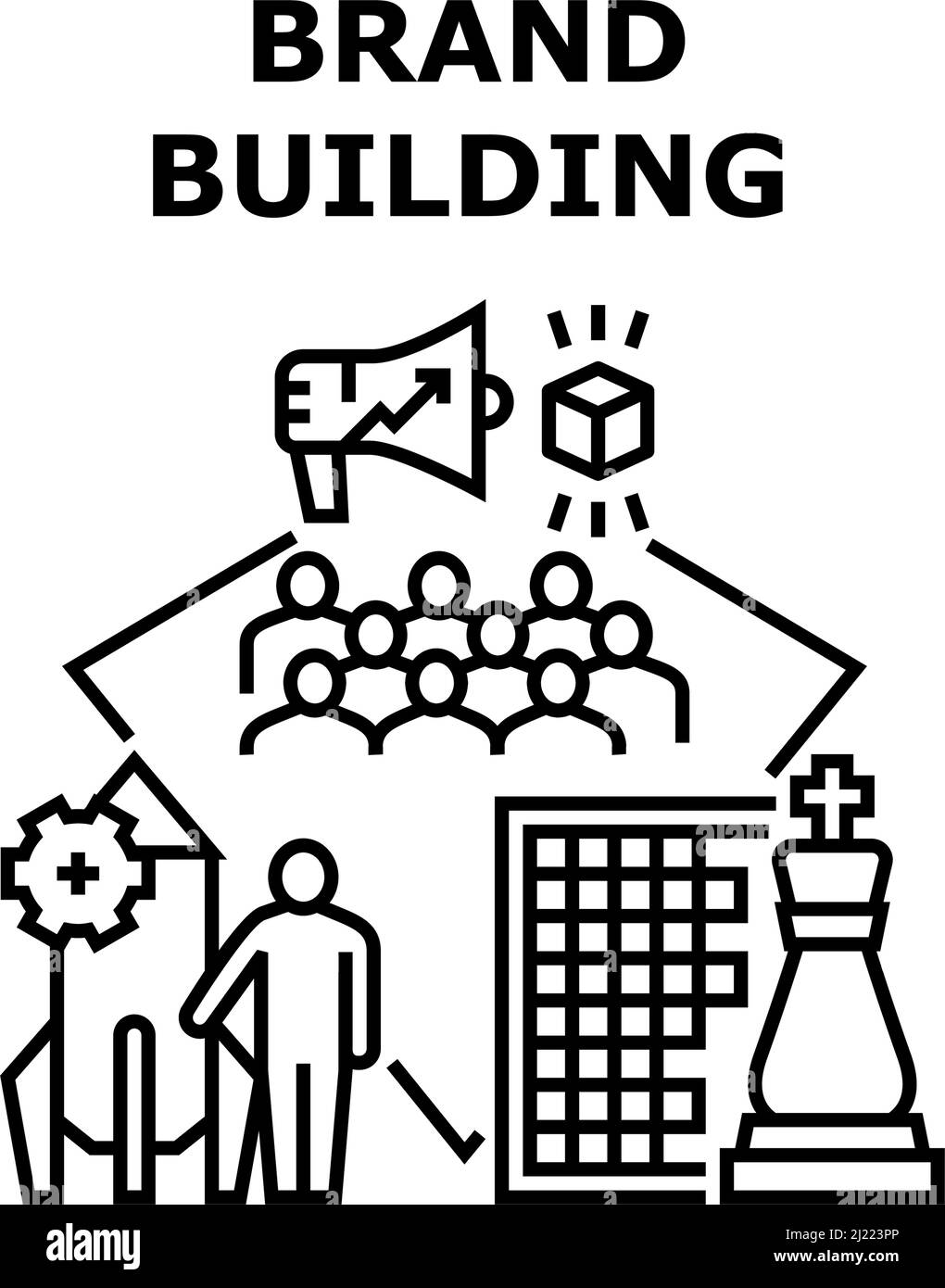 Brand Building Vector Concept Black Illustration Stock Vector Image ...