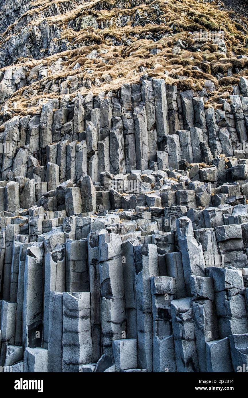 A vertical shot of the beautiful basalt columns Stock Photo - Alamy