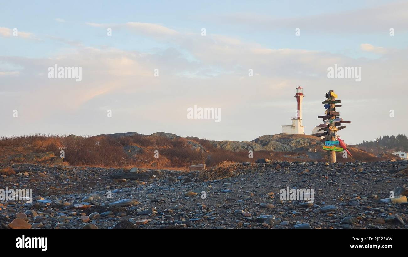 The view of Cape Forchu Lighthouse. Cape Forchu, Nova Scotia, Canada ...