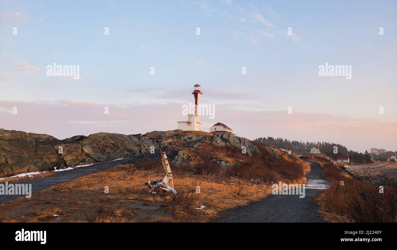 The view of Cape Forchu Lighthouse. Cape Forchu, Nova Scotia, Canada ...