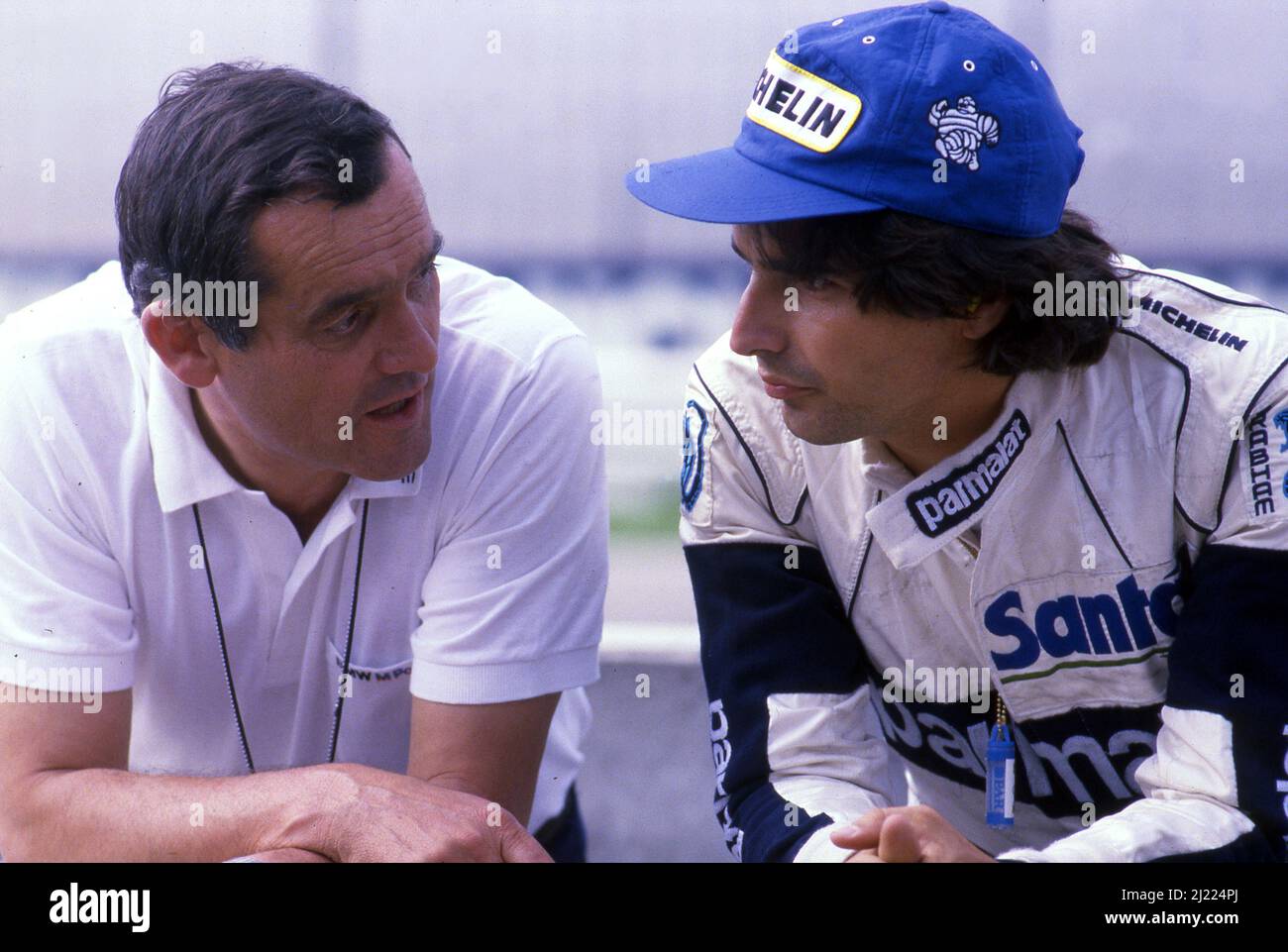 Paul Rosche (GER) Bmw talks with Nelson Piquet (BRA) Brabham Stock ...