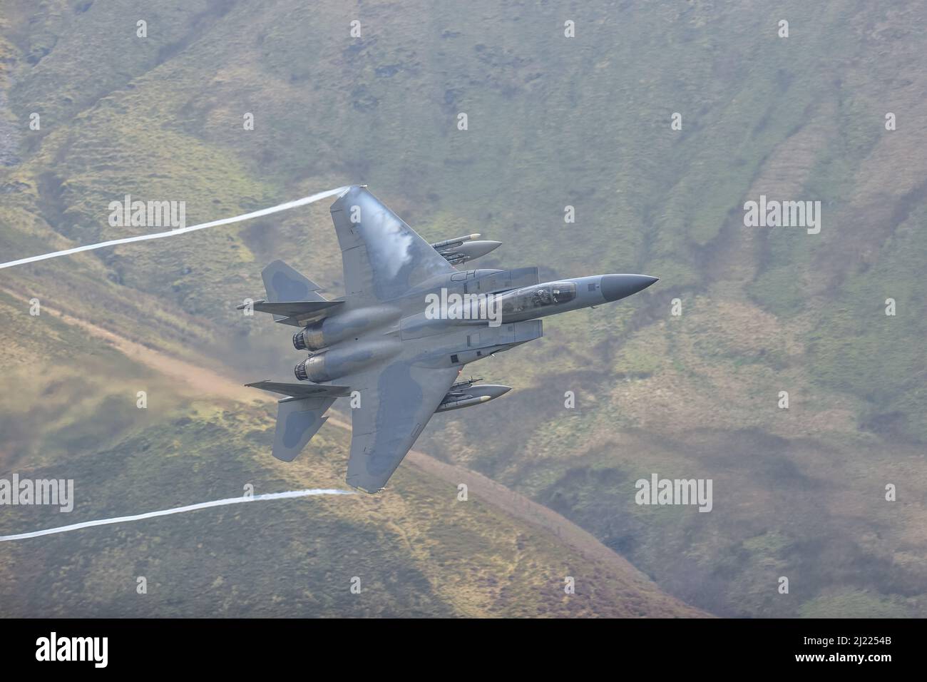 A USAF McDonnell Douglas F-15 Eagle flys a low level sortie through the ...