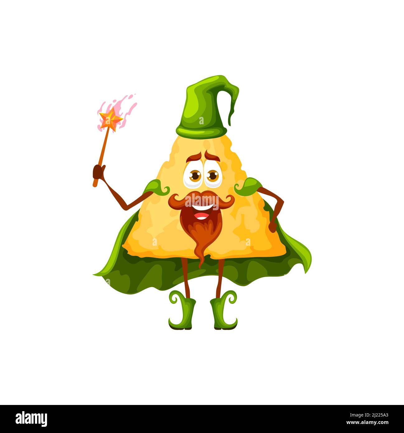 Cartoon Mexican nachos wizard character, magician or sorcerer with ...