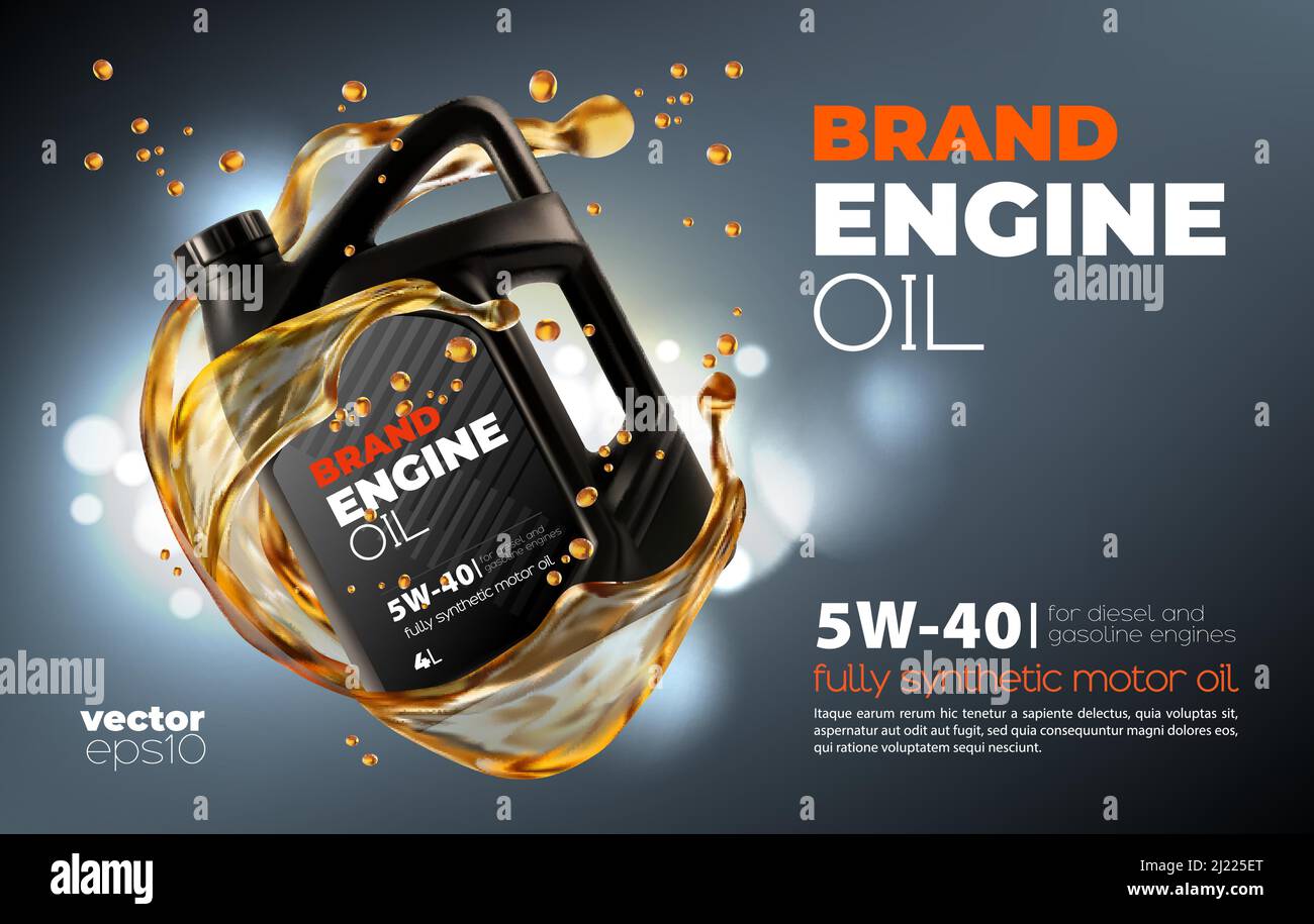 Realistic fuel poster motor mineral oil plastic bottle hi-res stock ...