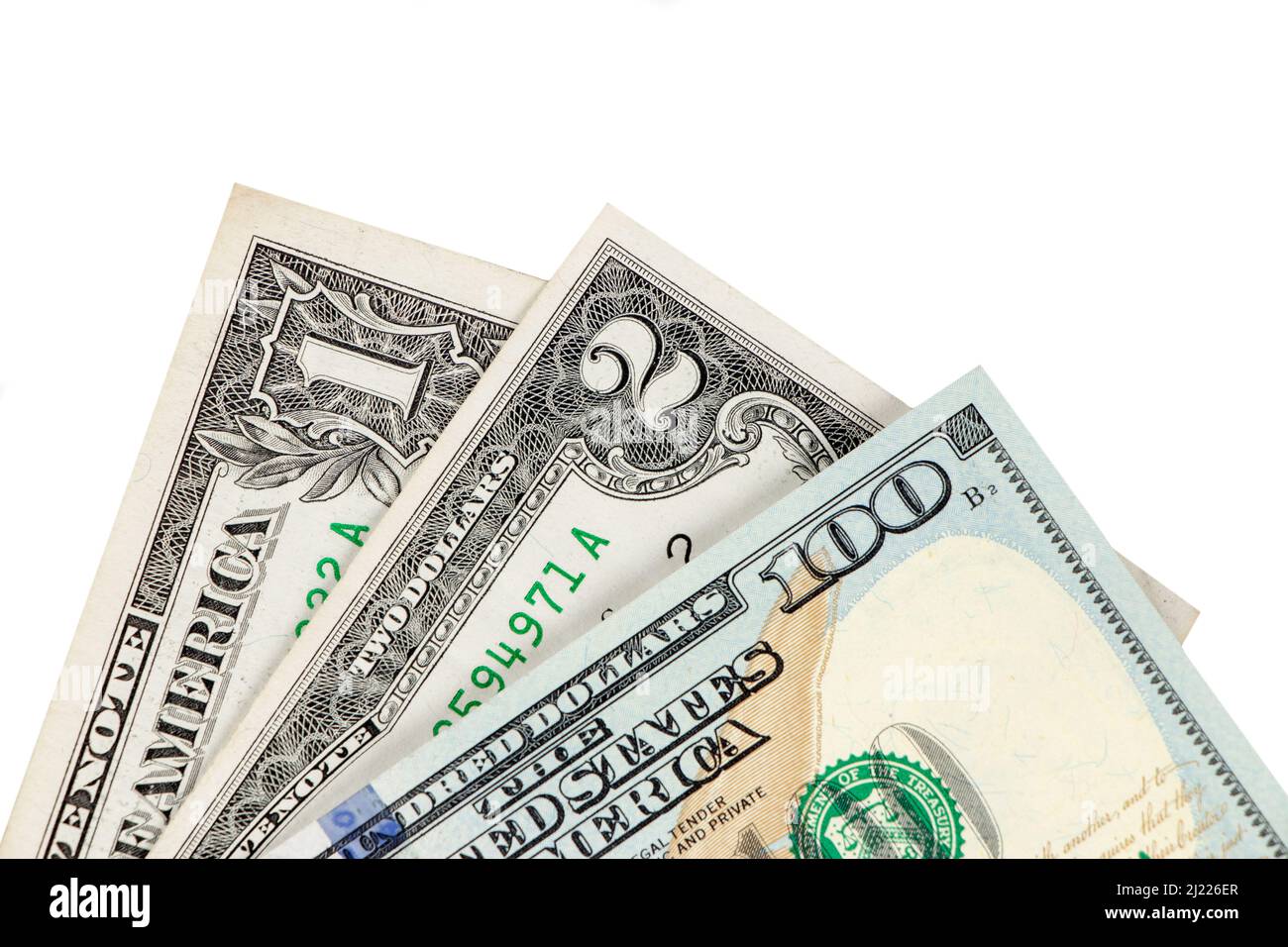 Banknotes of United States of. Dollars on a white background. Business ...