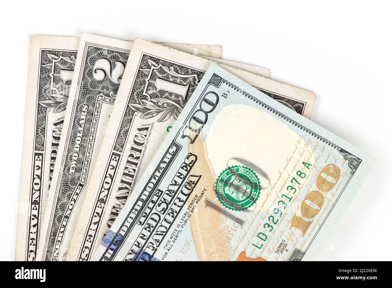 Banknotes of United States of. Dollars on a white background. Business ...