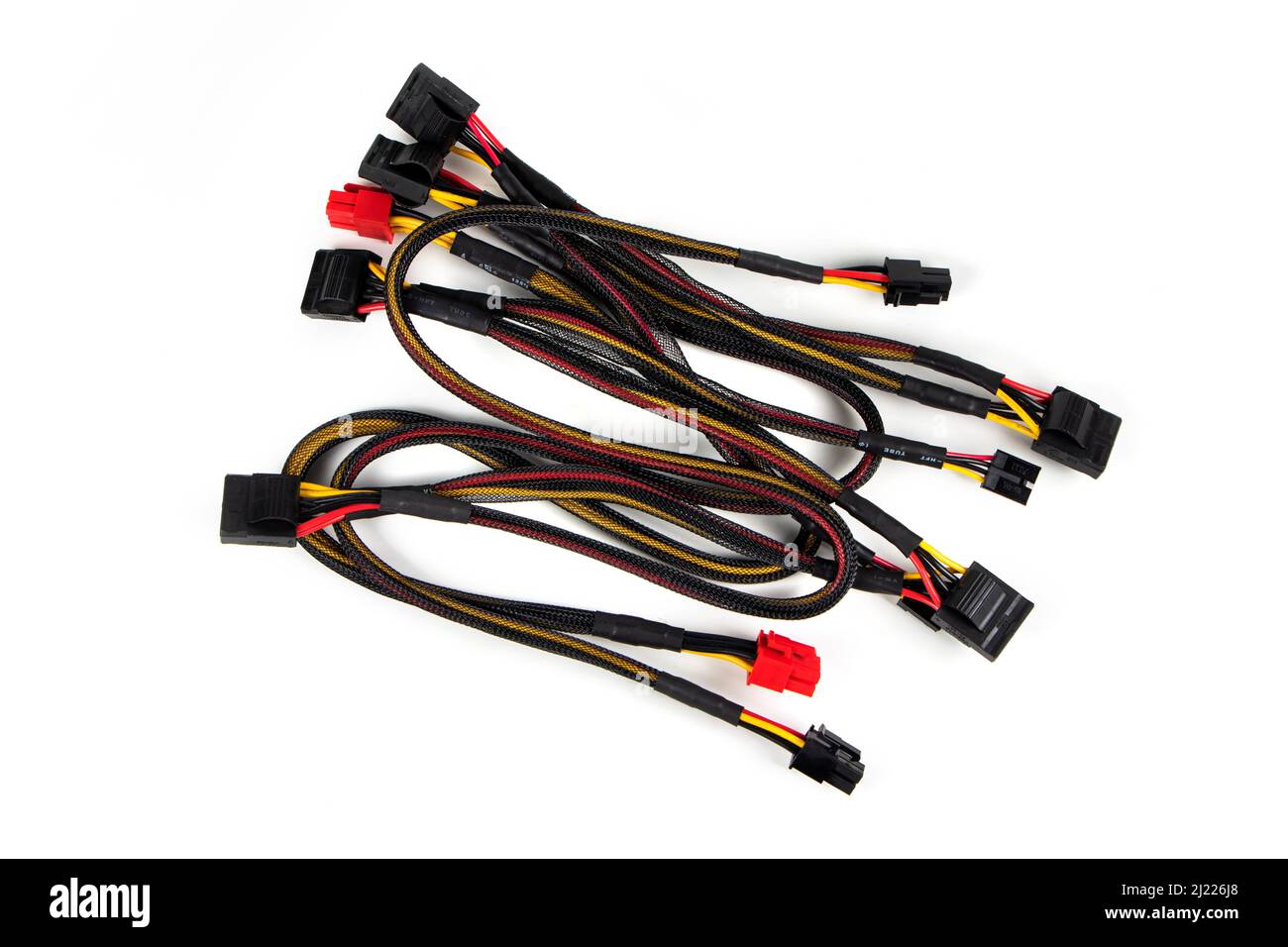 Computer power supply cables isolated on a white background Stock Photo ...