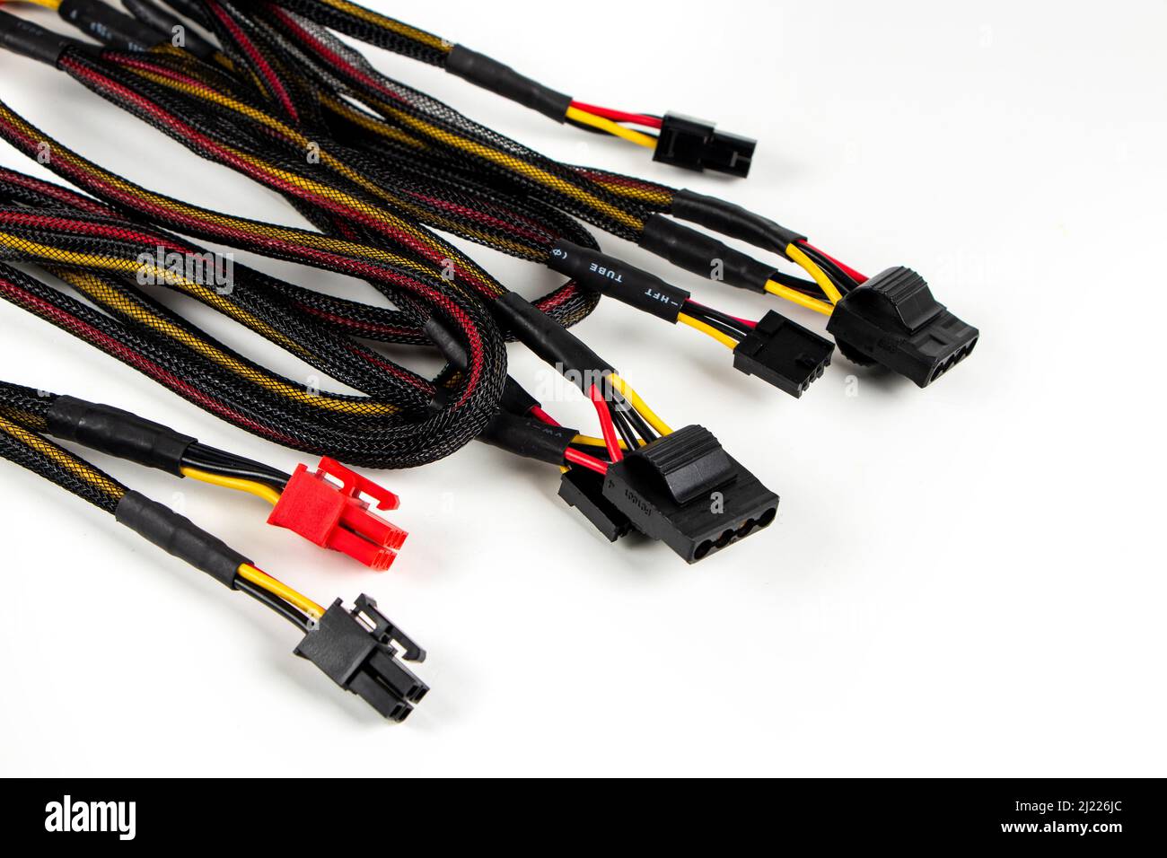 Computer power supply cables isolated on a white background Stock Photo ...
