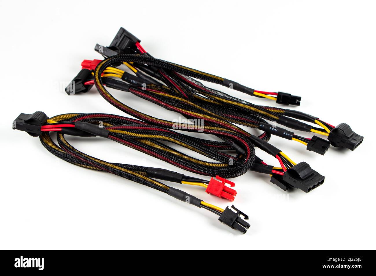 Computer power supply cables isolated on a white background Stock Photo ...