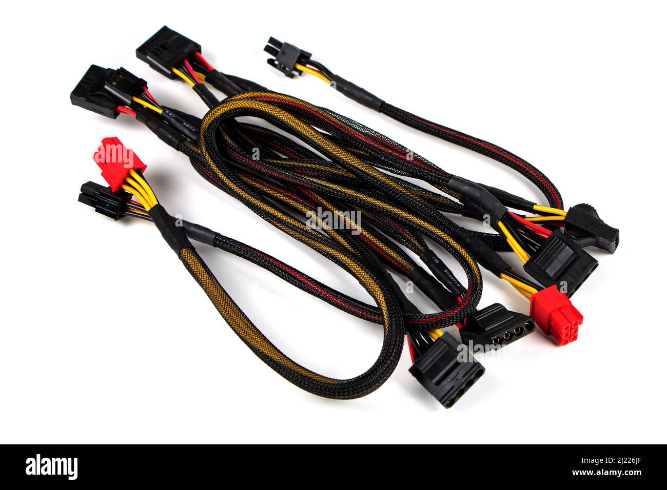 Computer power supply cables isolated on a white background Stock Photo ...