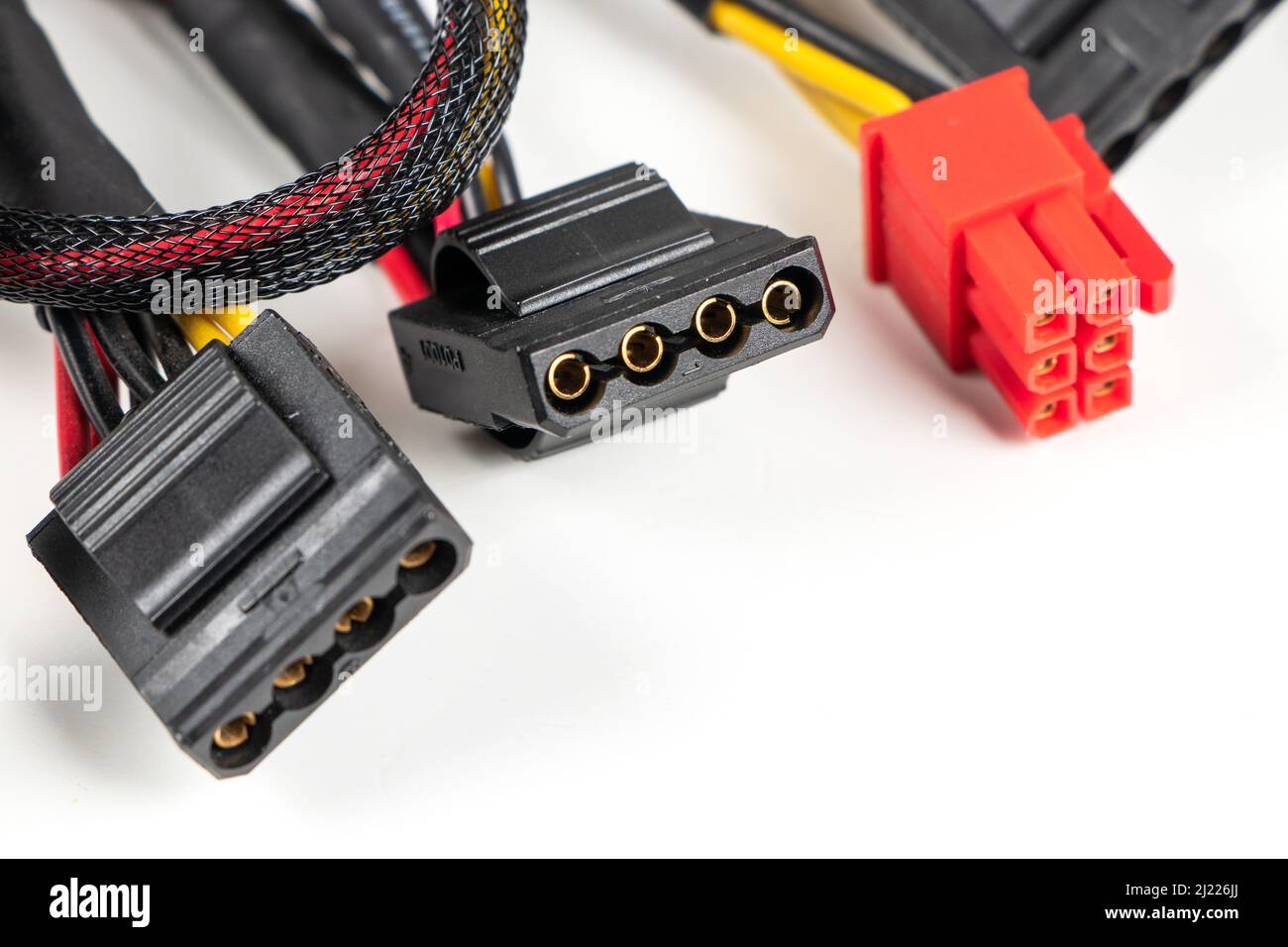Computer power supply cables isolated on a white background Stock Photo ...