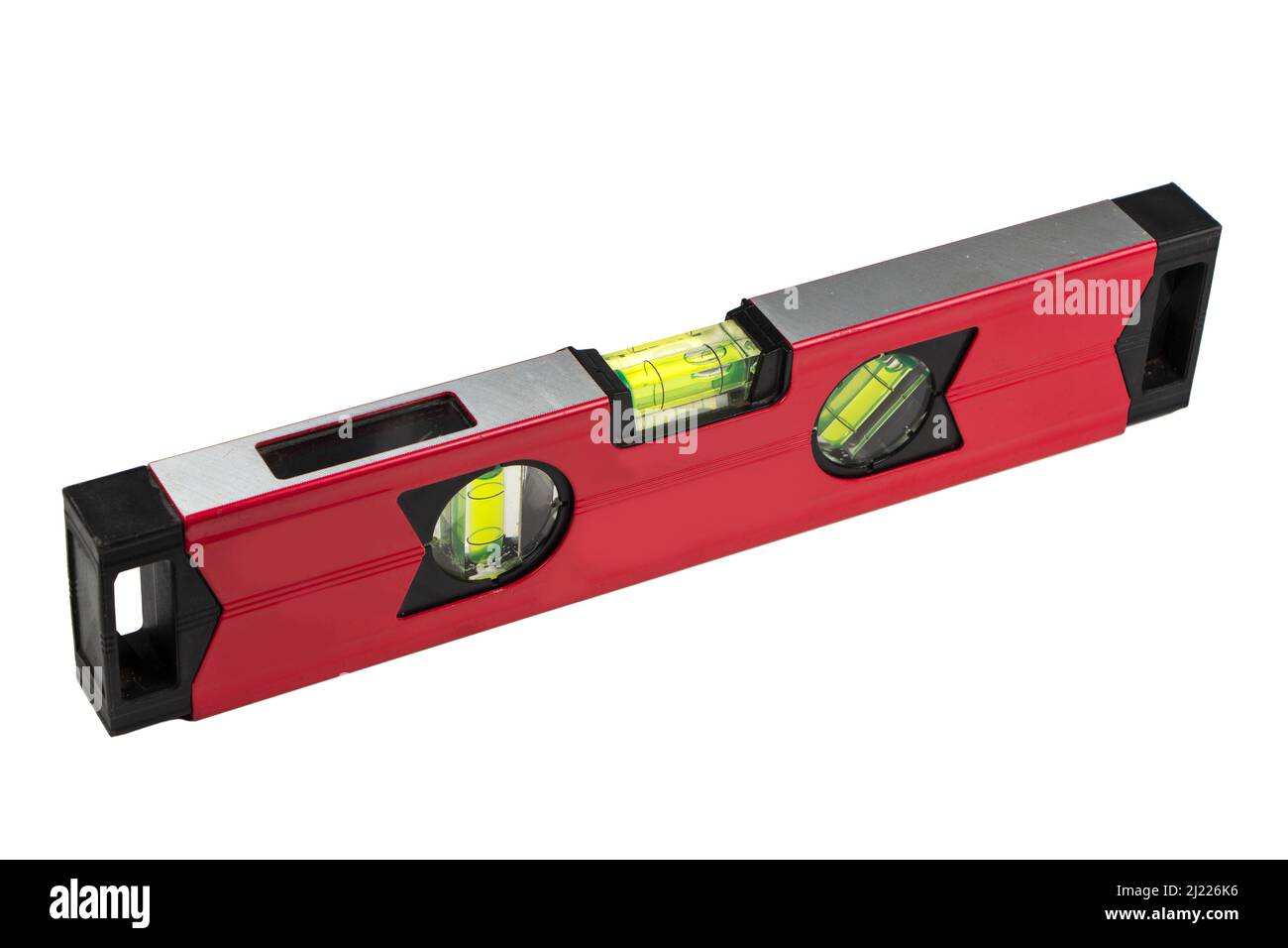 Red building level isolated on white background Stock Photo - Alamy