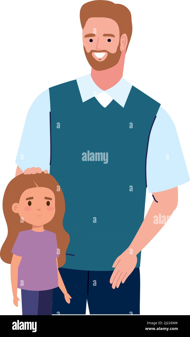 bearded dad and daughter Stock Vector Image & Art - Alamy