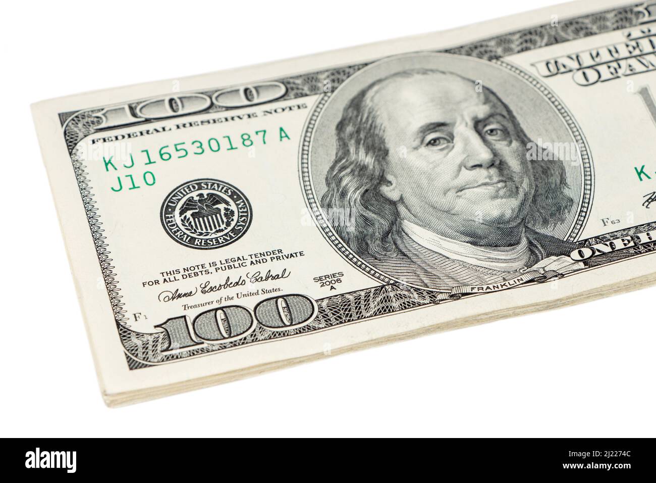 Dollars pack isolated on white background Stock Photo - Alamy