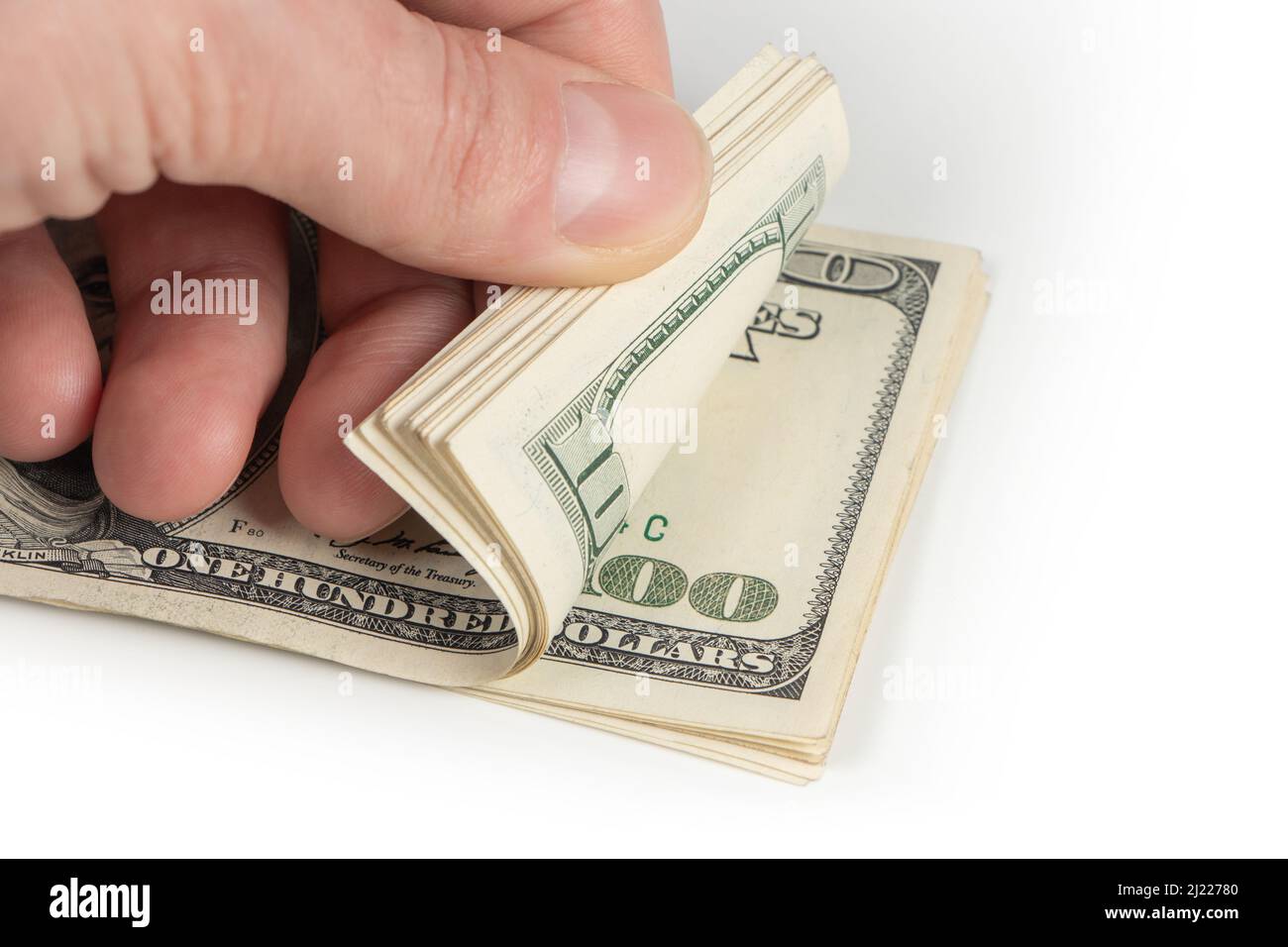 American dollars or US dollars: hand counting one hundred American ...