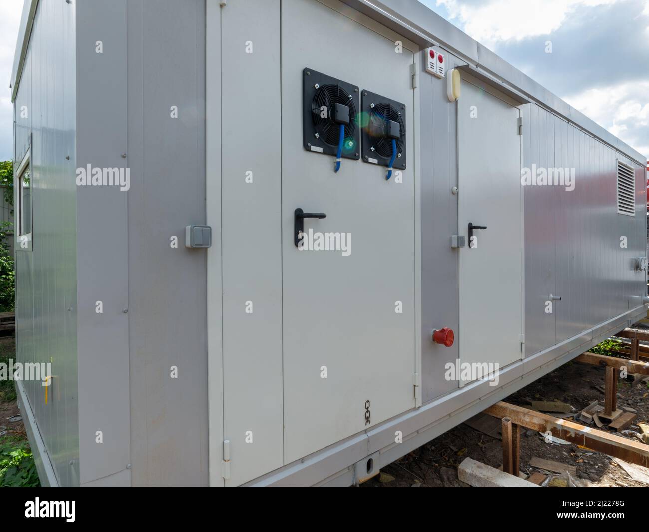 Temporary housing for construction site. Module buildings Stock Photo ...