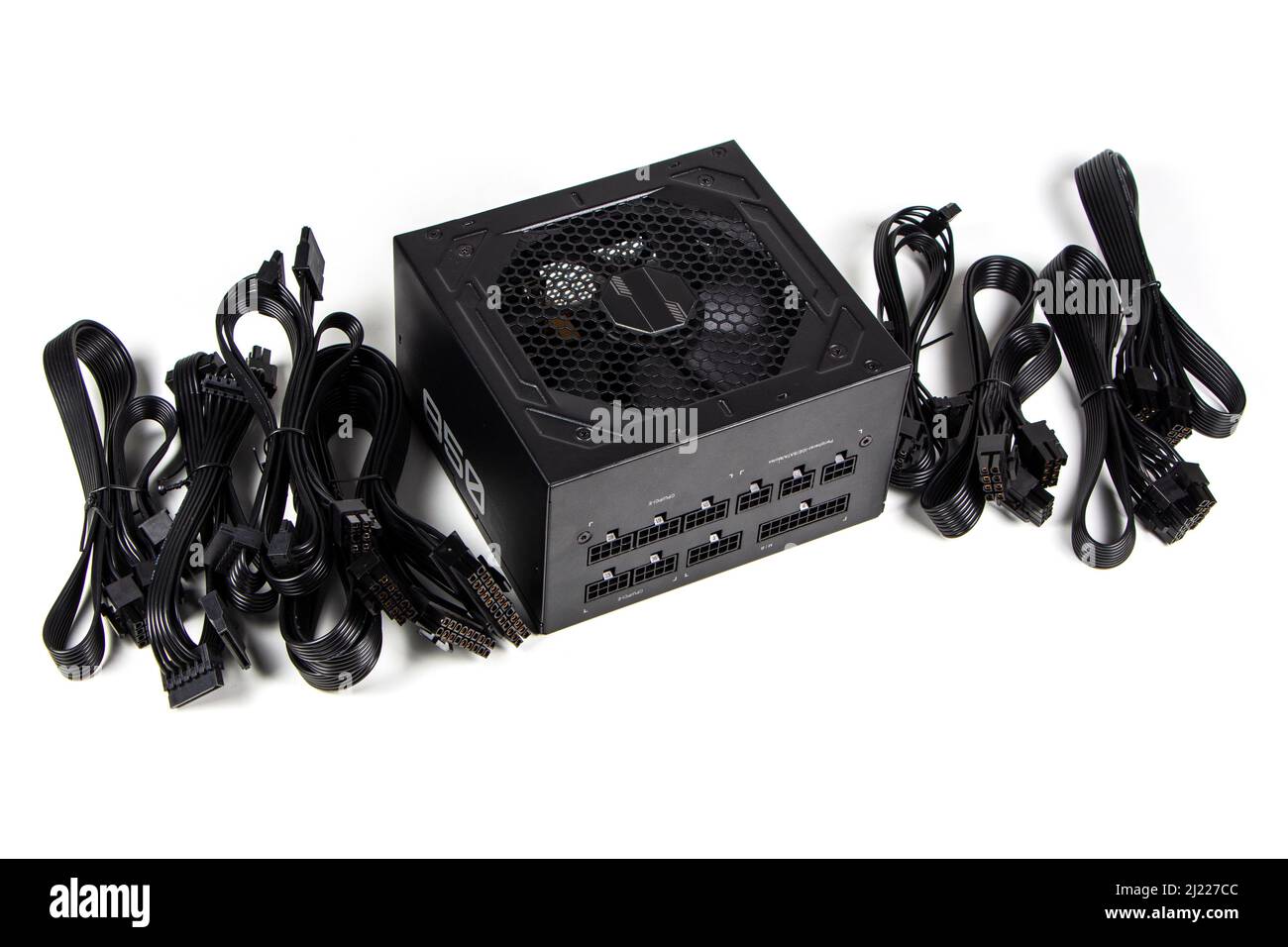 Computer Power Supply Unit with cabels Isolated On White Background ...