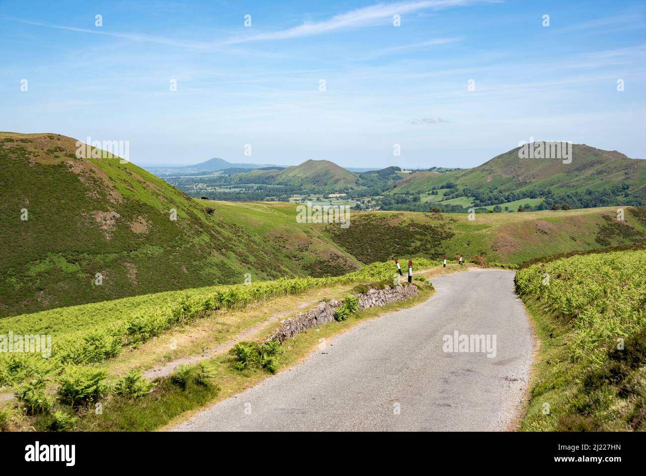 The view towards Church Stretton from the Long Mynd, Shropshire, UK ...