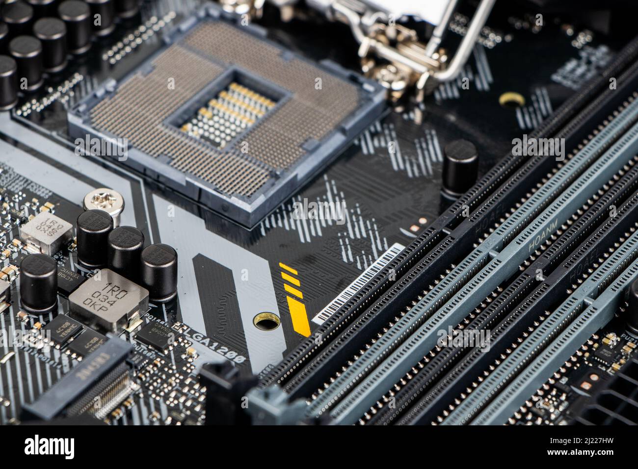 modern cpu socket on a motherboard close up Stock Photo - Alamy