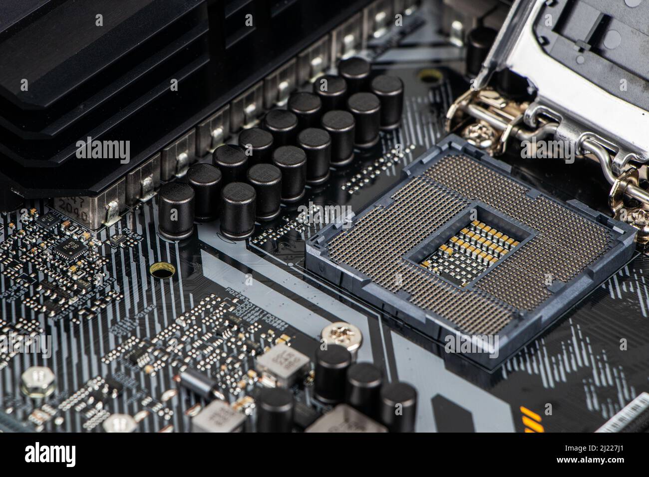 modern cpu socket on a motherboard close up Stock Photo - Alamy